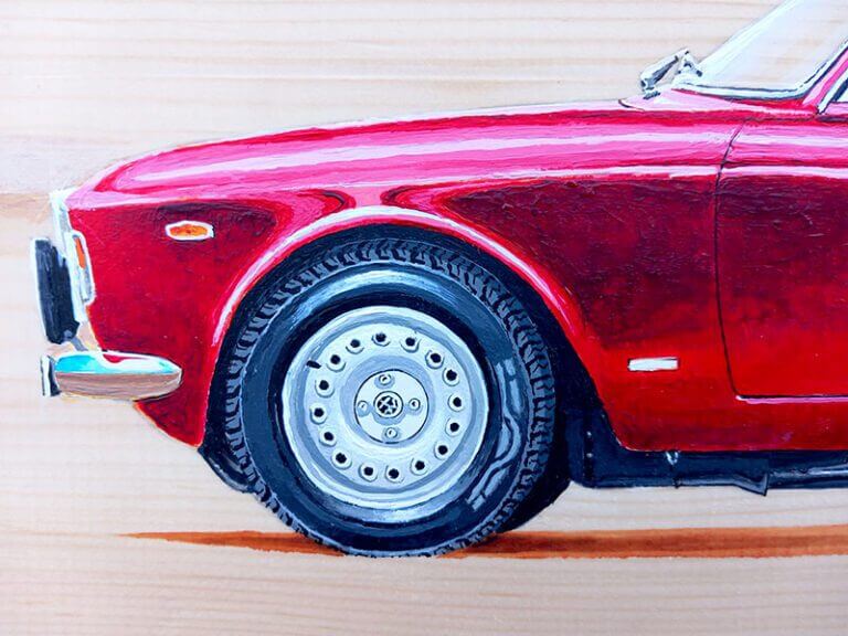Alfa Romeo artwork: Original Alfa GT painting by Darius Gilmont